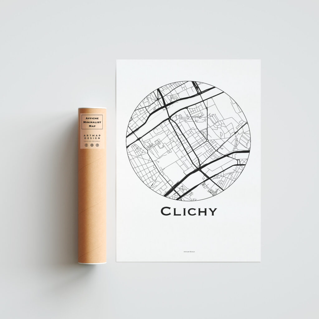 Affiche Poster Clichy France Minimalist Map - ARTMAP DESIGN