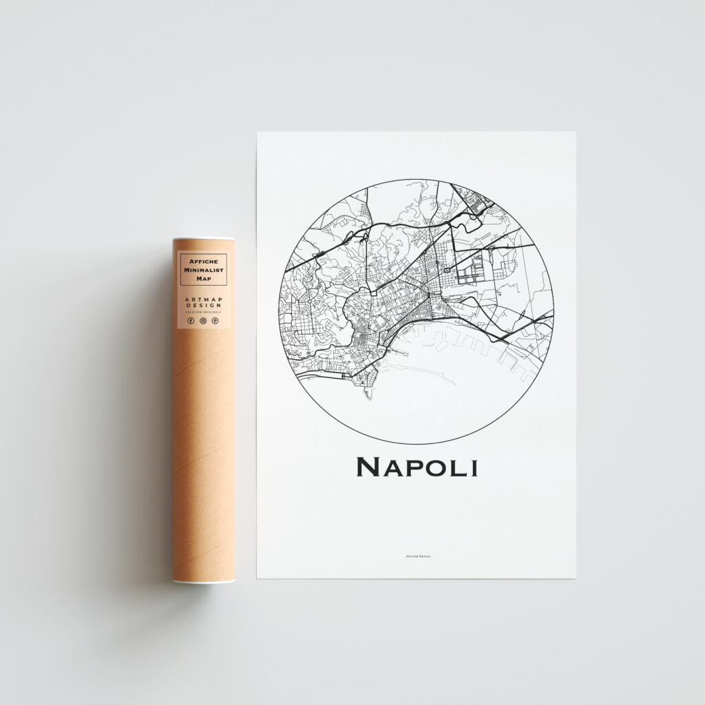 Affiche Poster Naples Italie Minimalist Map - ARTMAP DESIGN