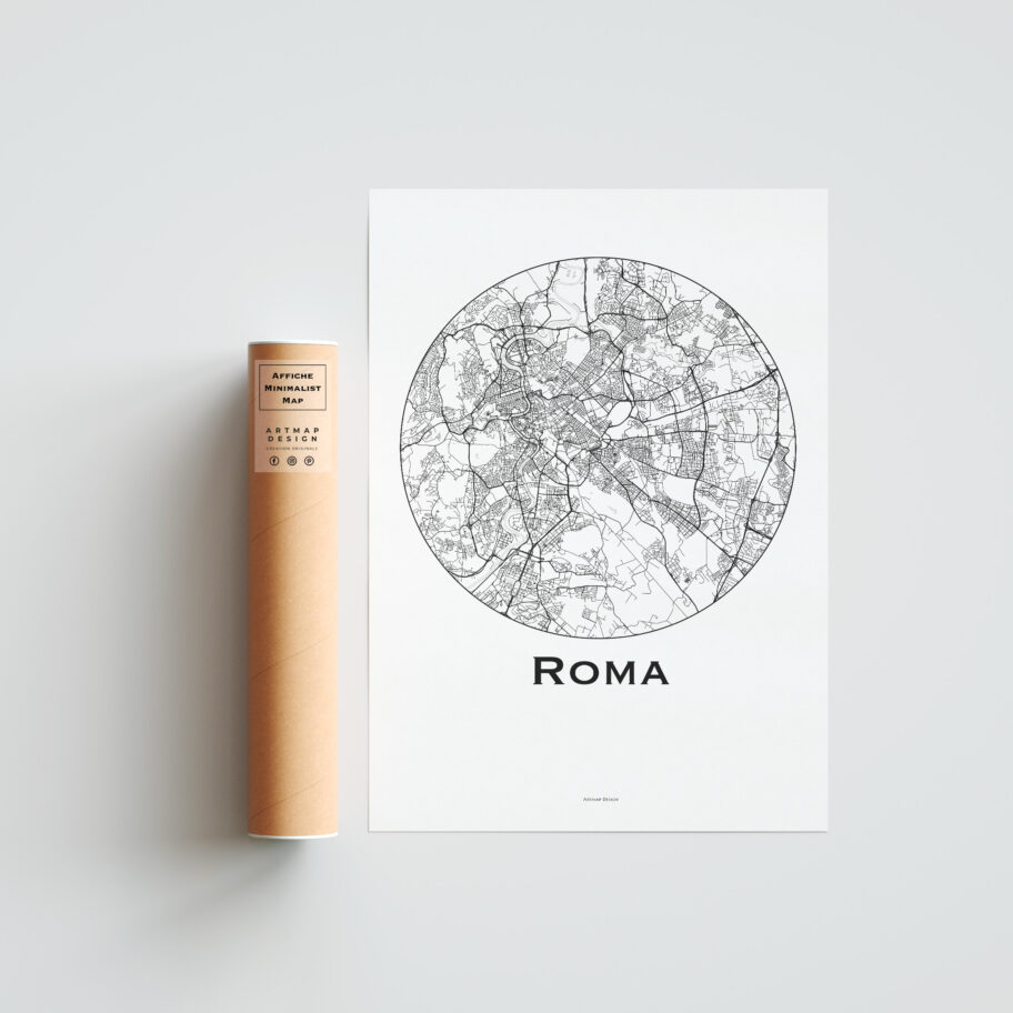 Affiche Poster Rome Italie Minimalist Map - ARTMAP DESIGN