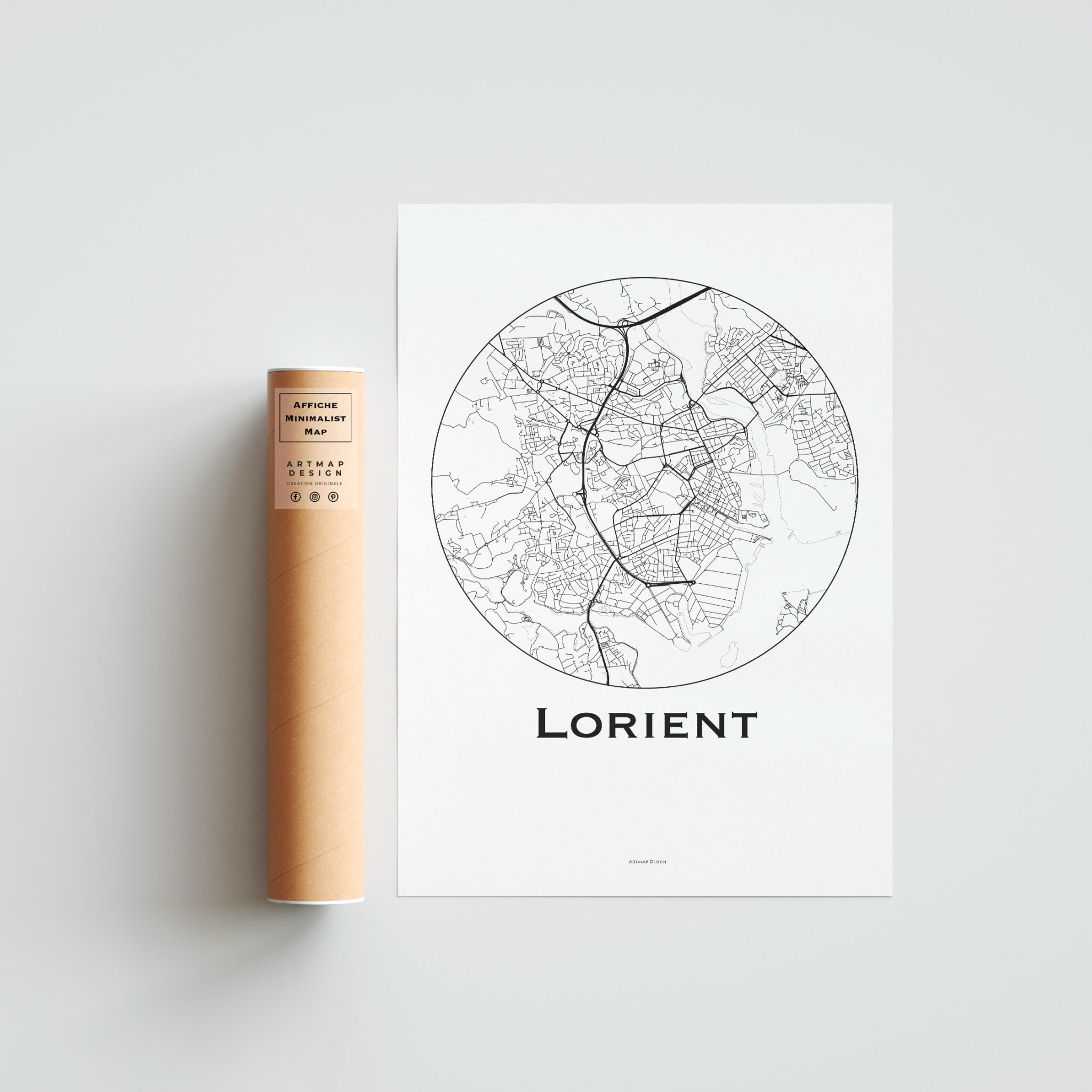Affiche Poster Lorient France Minimalist Map - ARTMAP DESIGN