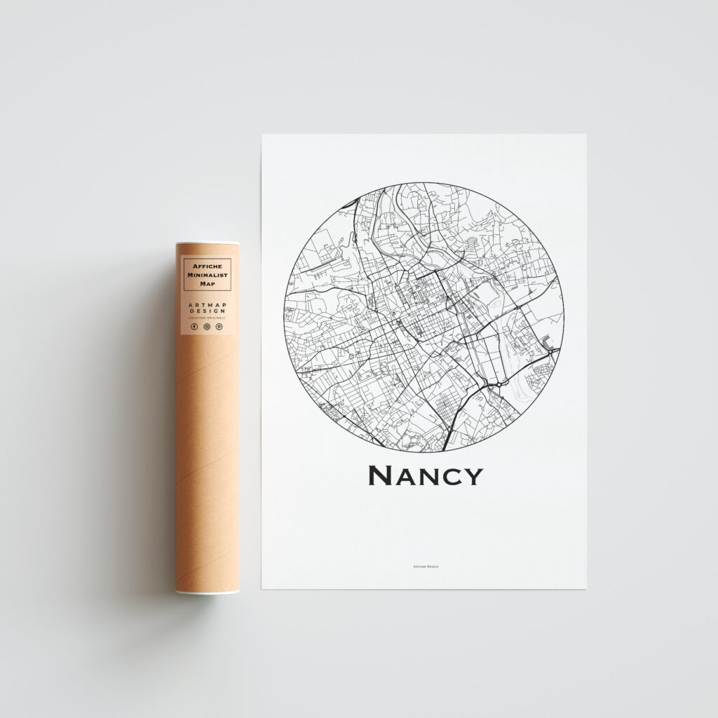 Affiche Poster Nancy France Minimalist Map - ARTMAP DESIGN