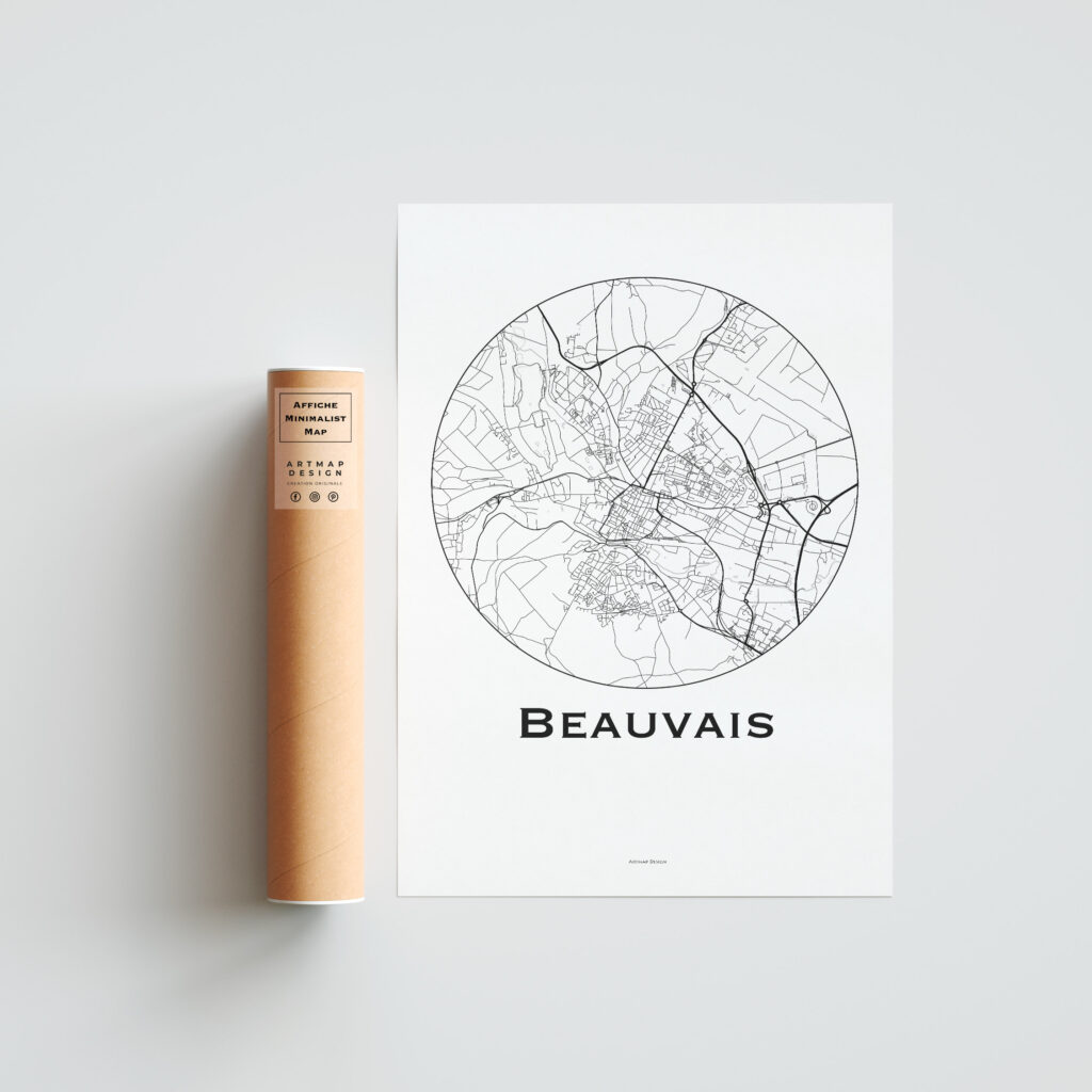 Affiche Poster Beauvais France Minimalist Map - ARTMAP DESIGN
