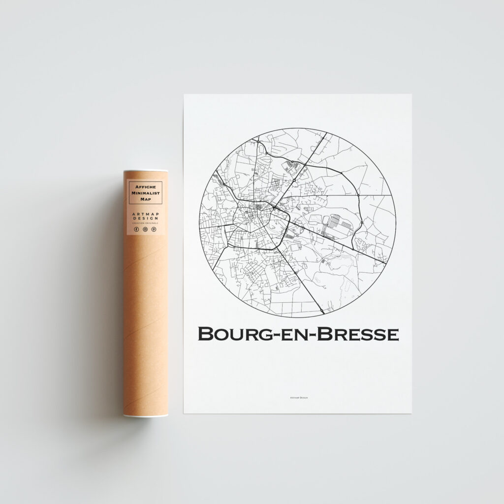 Affiche Poster Bourg-en-Bresse France Minimalist Map - Artmap Design