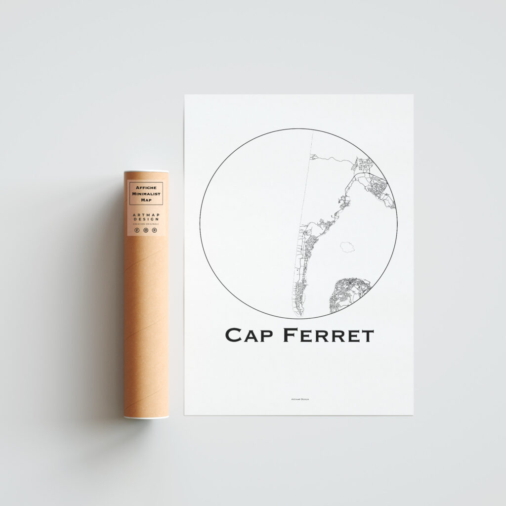 Affiche Poster Cap Ferret France Minimalist Map - ARTMAP DESIGN