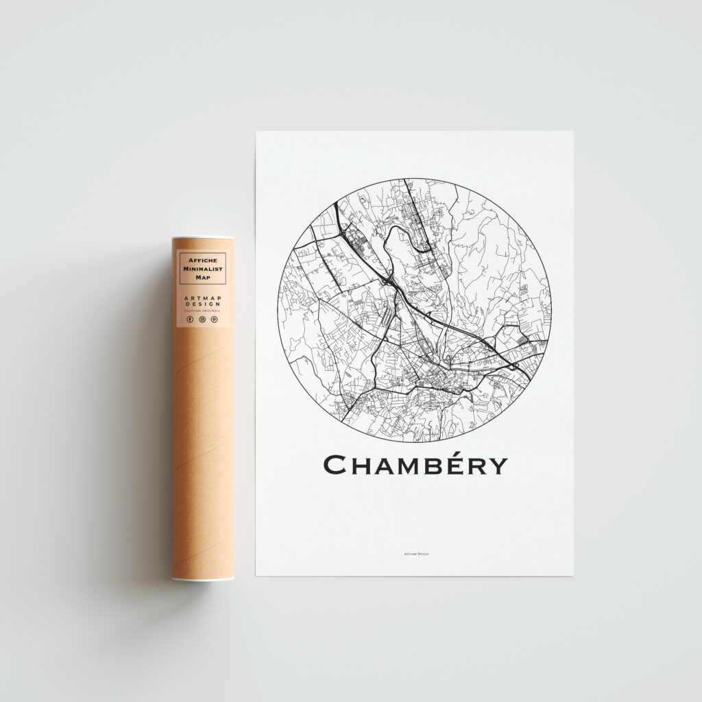 Affiche Poster Chambéry France Minimalist Map - ARTMAP DESIGN