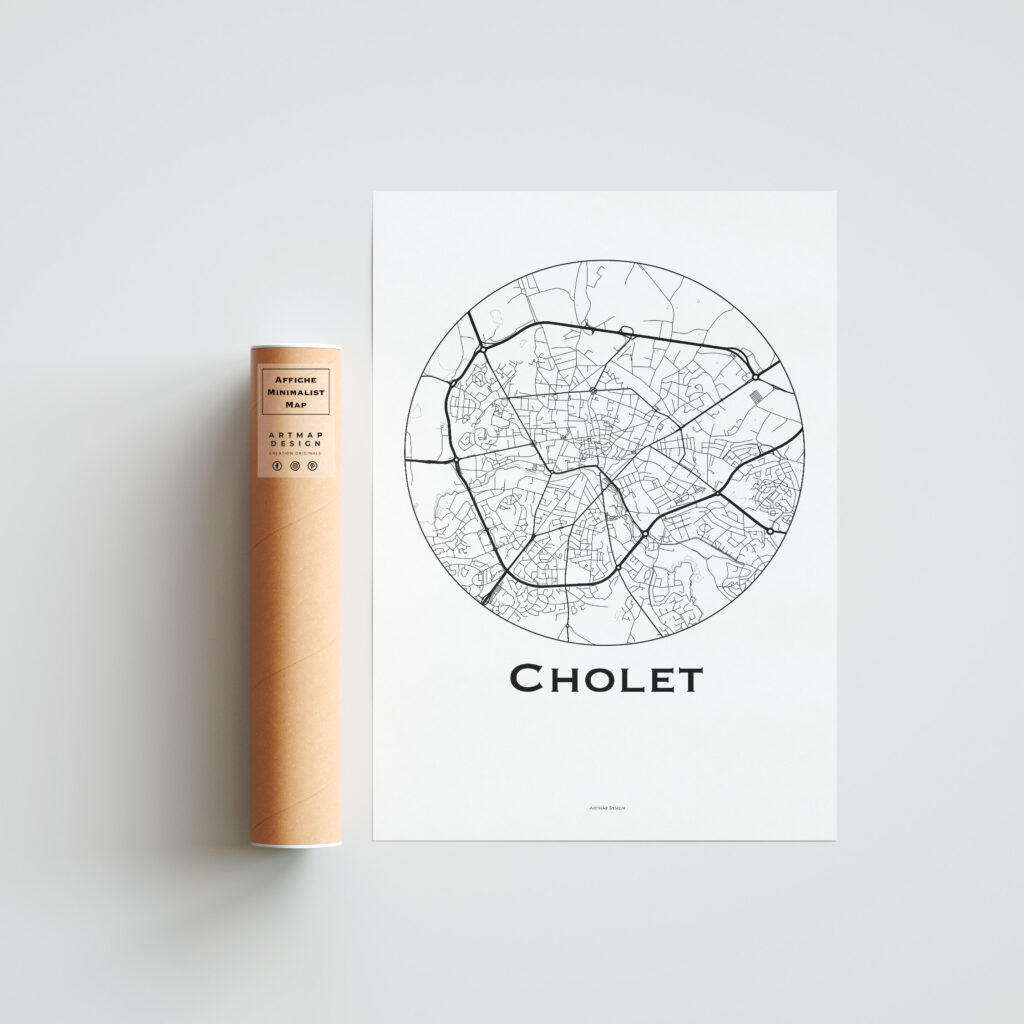 Affiche Poster Cholet France Minimalist Map - ARTMAP DESIGN