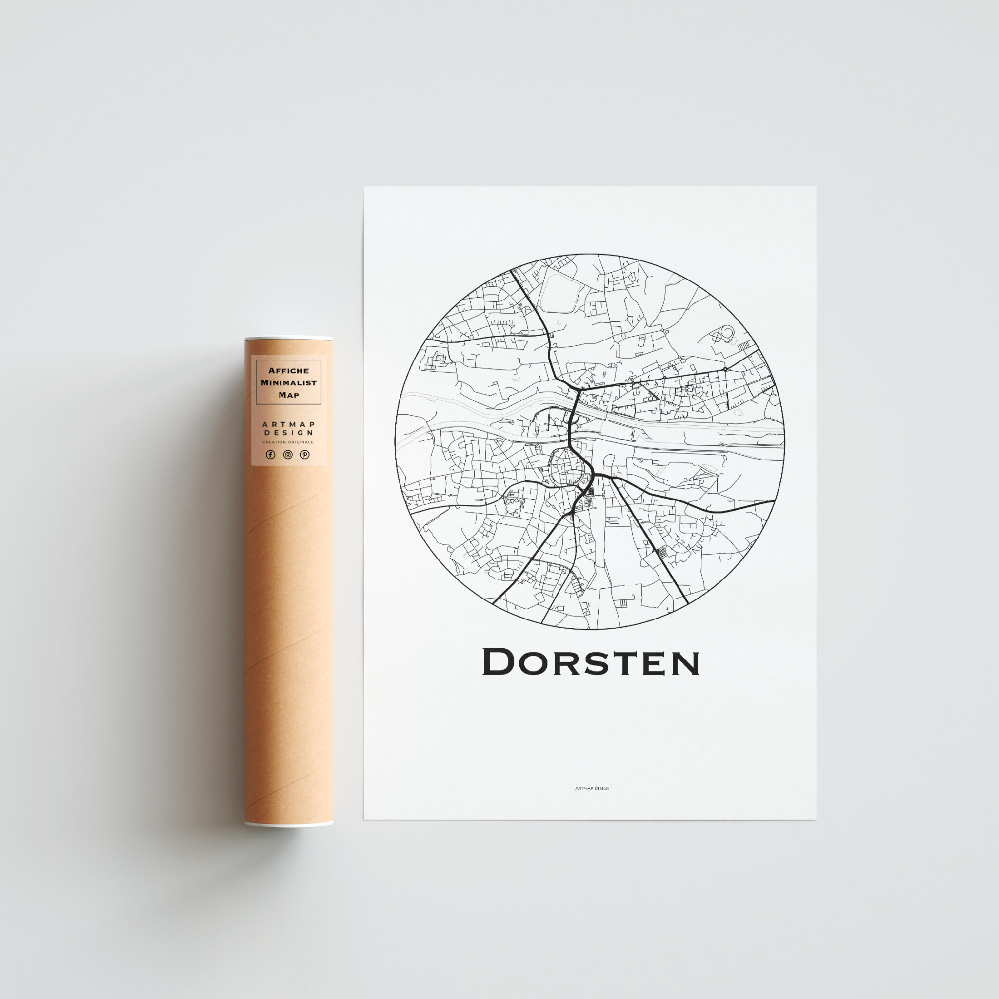Affiche Poster Dorsten Allemagne Minimalist Map - ARTMAP DESIGN