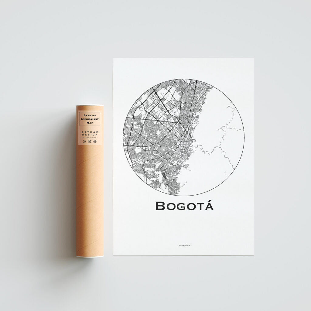 Affiche Poster Bogota Colombie Minimalist Map - ARTMAP DESIGN