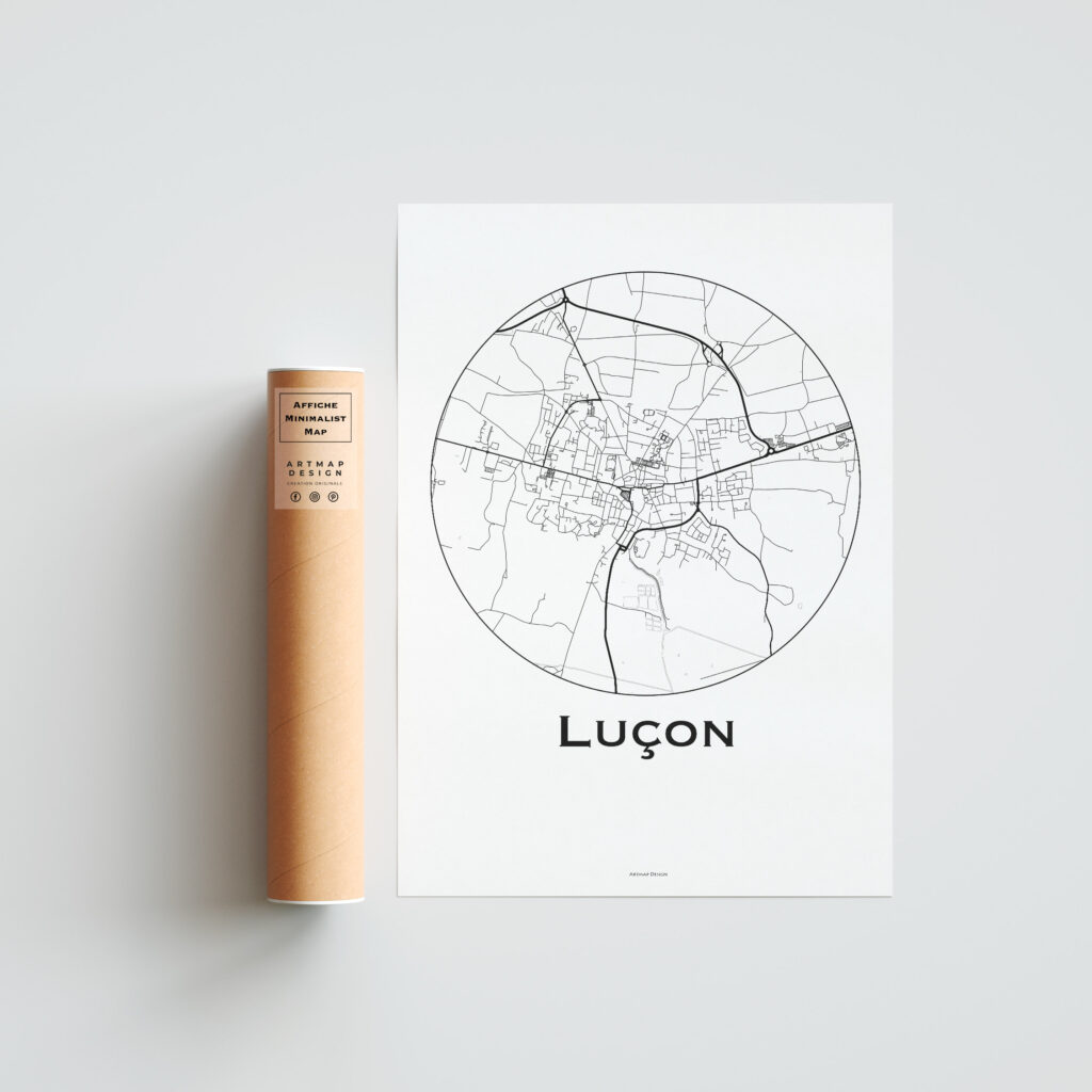 Affiche Poster Luçon France Minimalist Map - Artmap Design