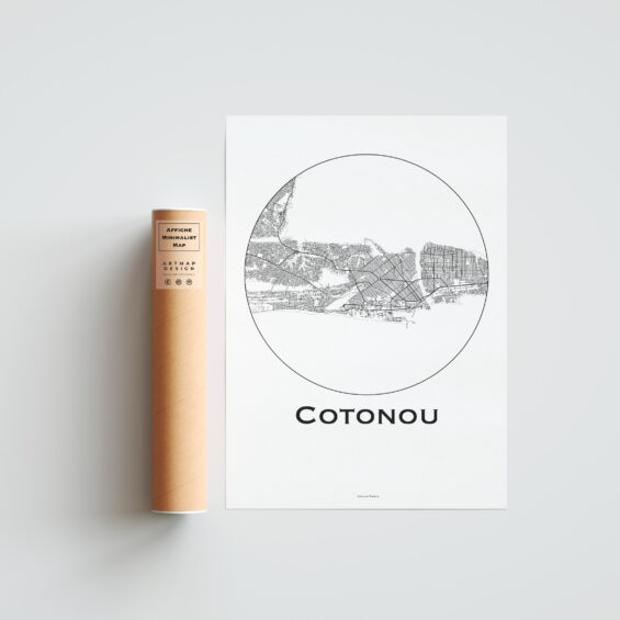 Affiche Poster Cotonou Bénin Minimalist Map - ARTMAP DESIGN