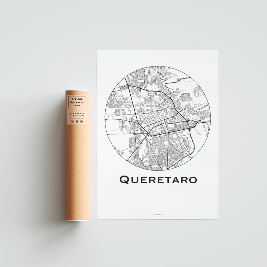 Affiche Poster Querétaro Mexique Minimalist Map - ARTMAP DESIGN