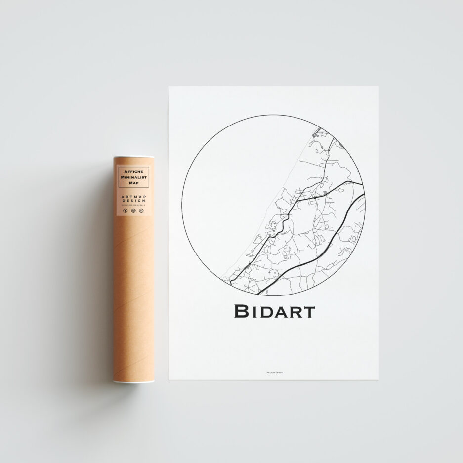 Affiche Poster Bidart France Minimalist Map - Artmap Design