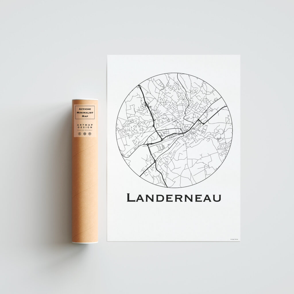 Affiche Poster Landerneau France Minimalist Map - ARTMAP DESIGN