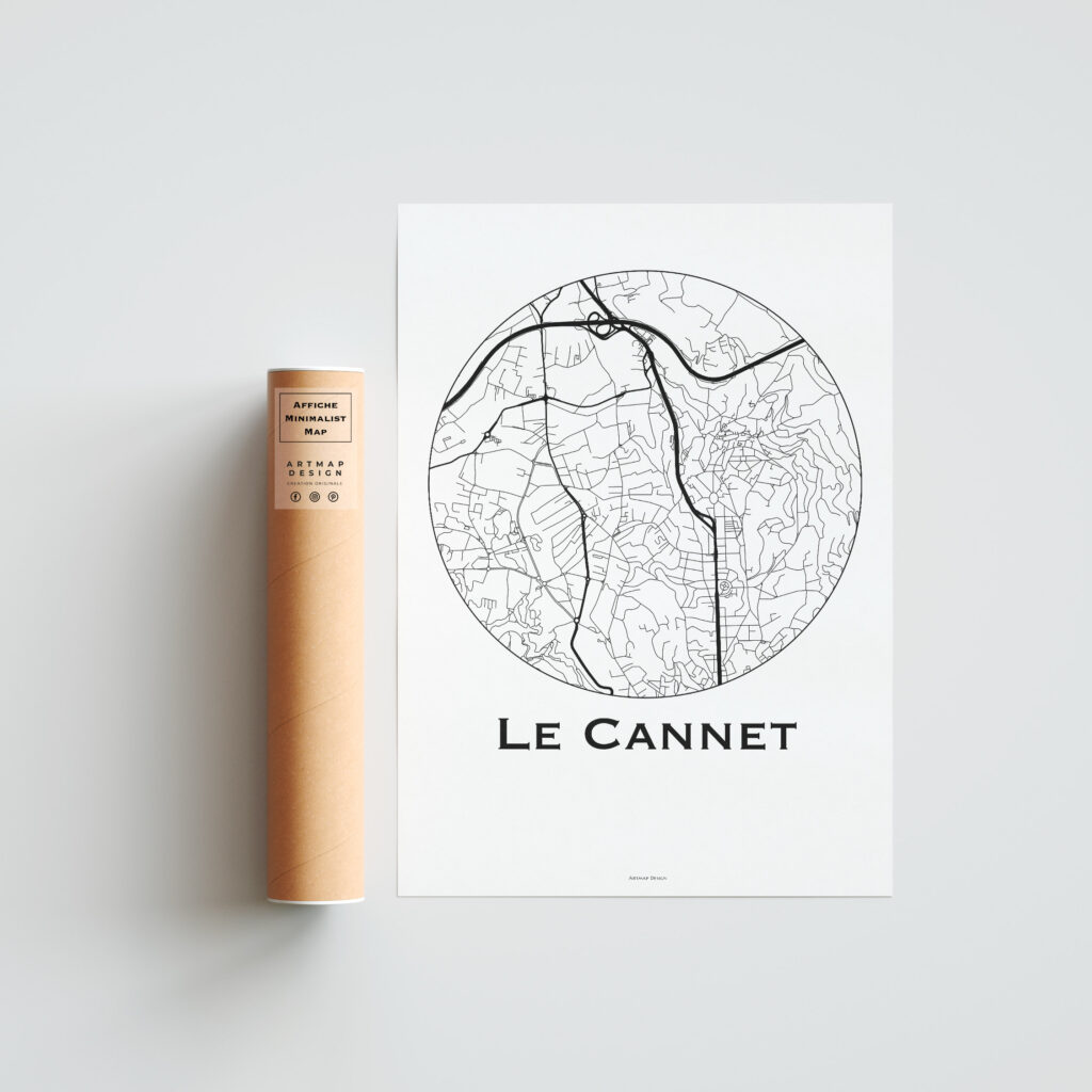 Affiche Poster Le Cannet France Minimalist Map - ARTMAP DESIGN