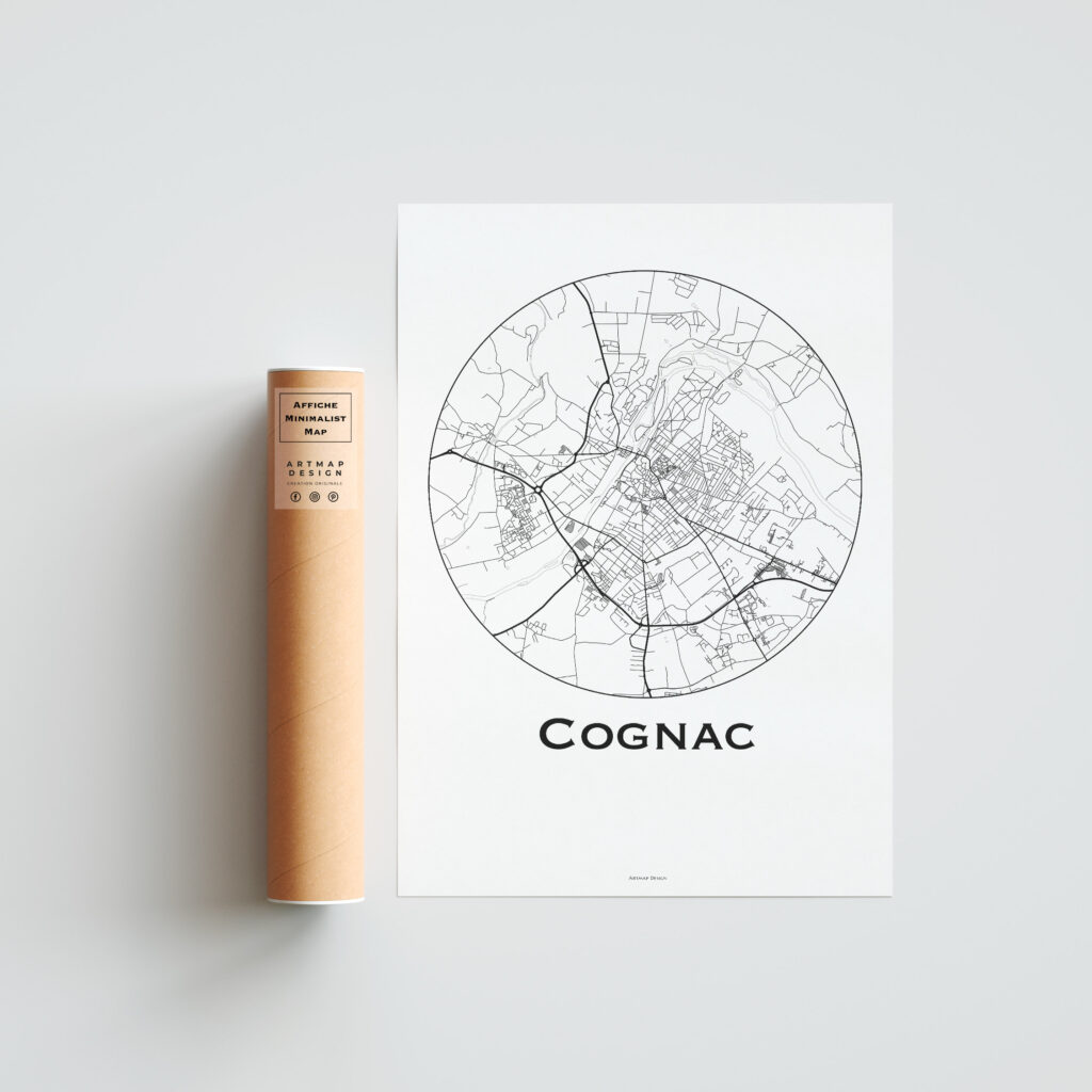 Affiche Poster Cognac France Minimalist Map - ARTMAP DESIGN