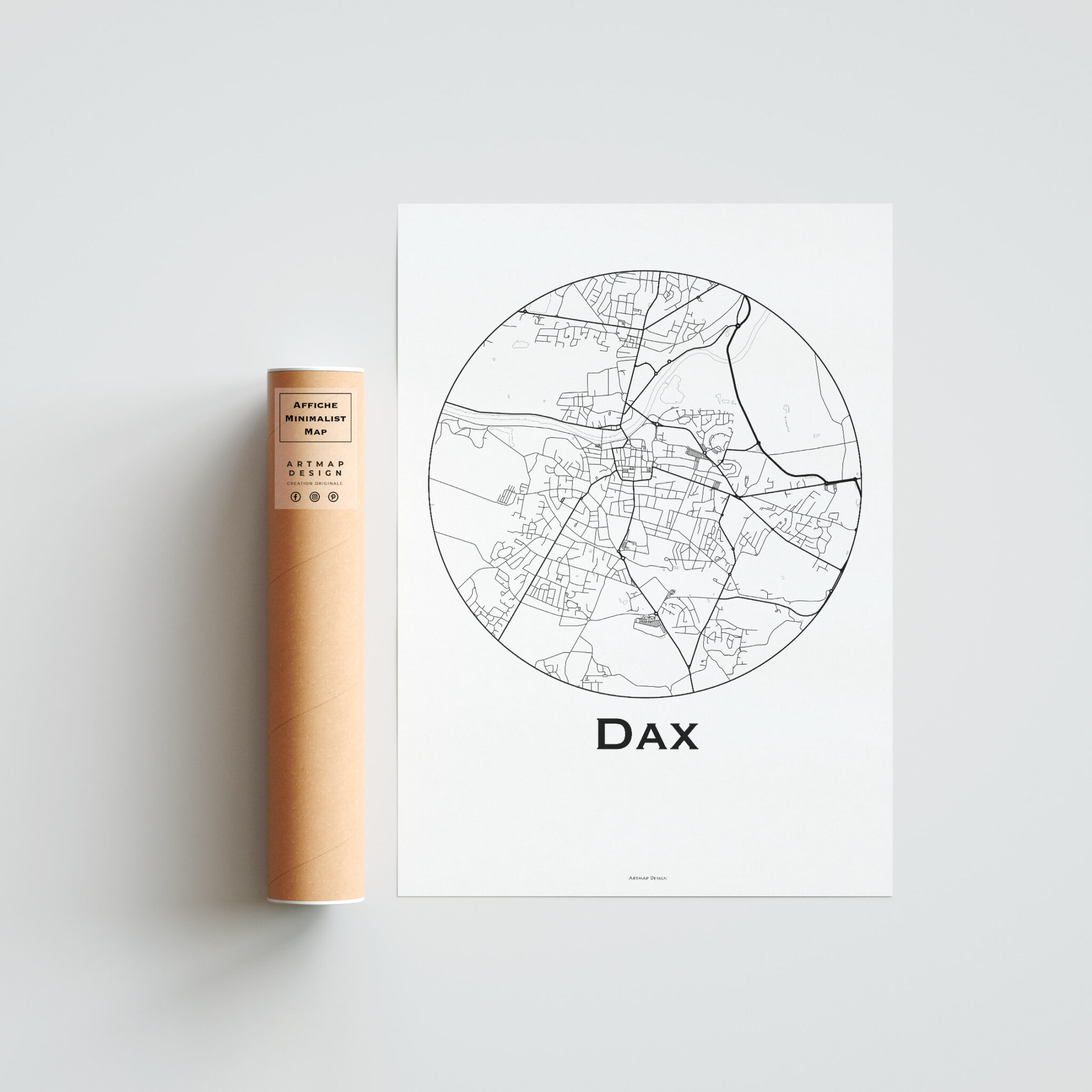 Affiche Poster Dax France Minimalist Map - ARTMAP DESIGN