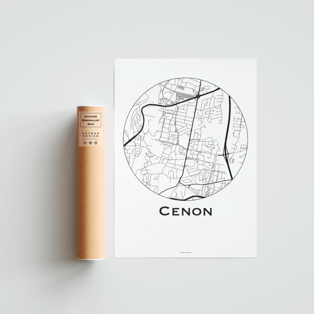 Affiche Poster Cenon France Minimalist Map - ARTMAP DESIGN
