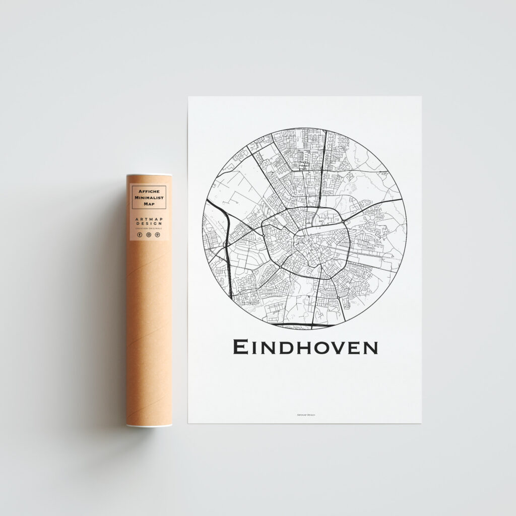 Affiche Poster Eindhoven Pays-Bas Minimalist Map - ARTMAP DESIGN