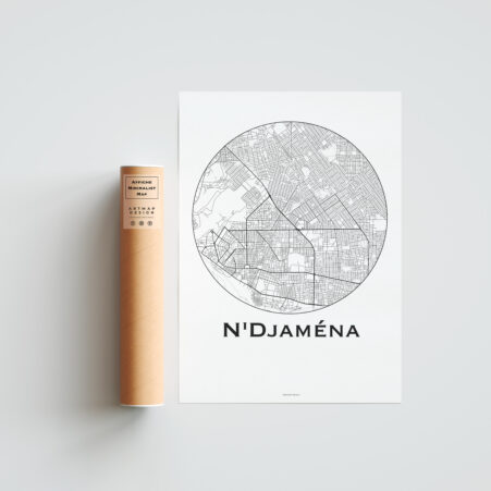 Affiche Poster N’Djaména Tchad Minimalist Map - Artmap Design