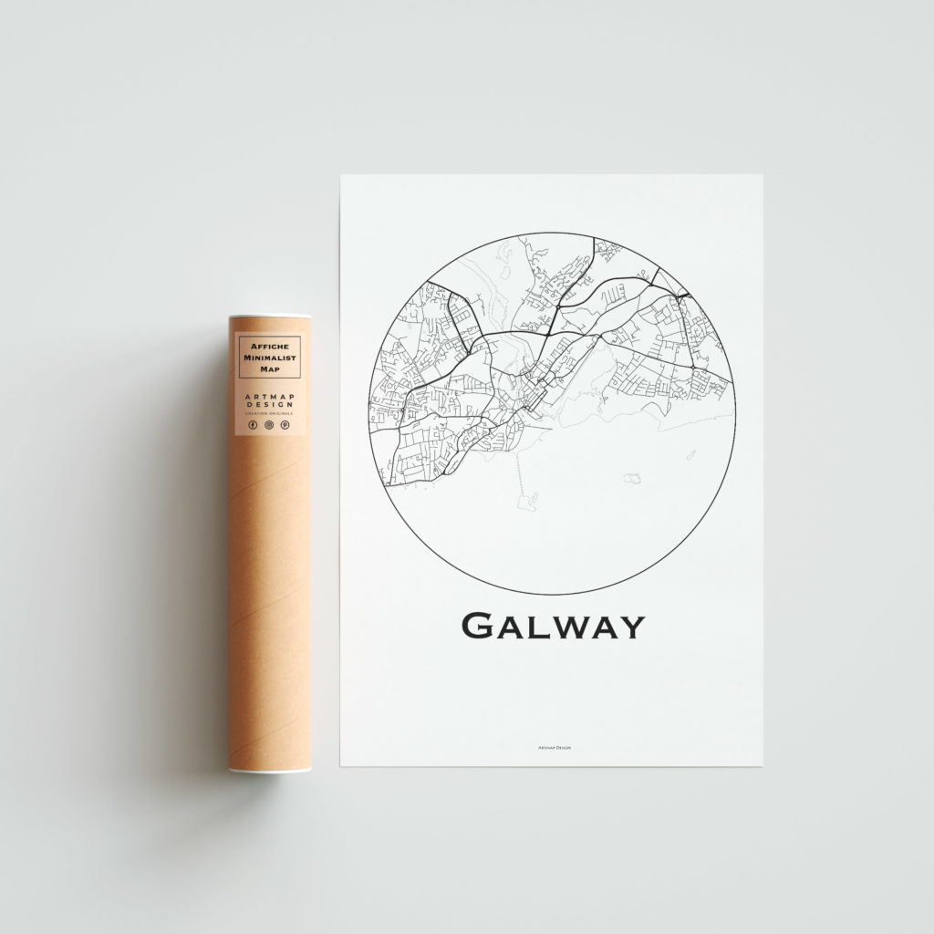 Affiche Poster Galway Irlande Minimalist Map - ARTMAP DESIGN