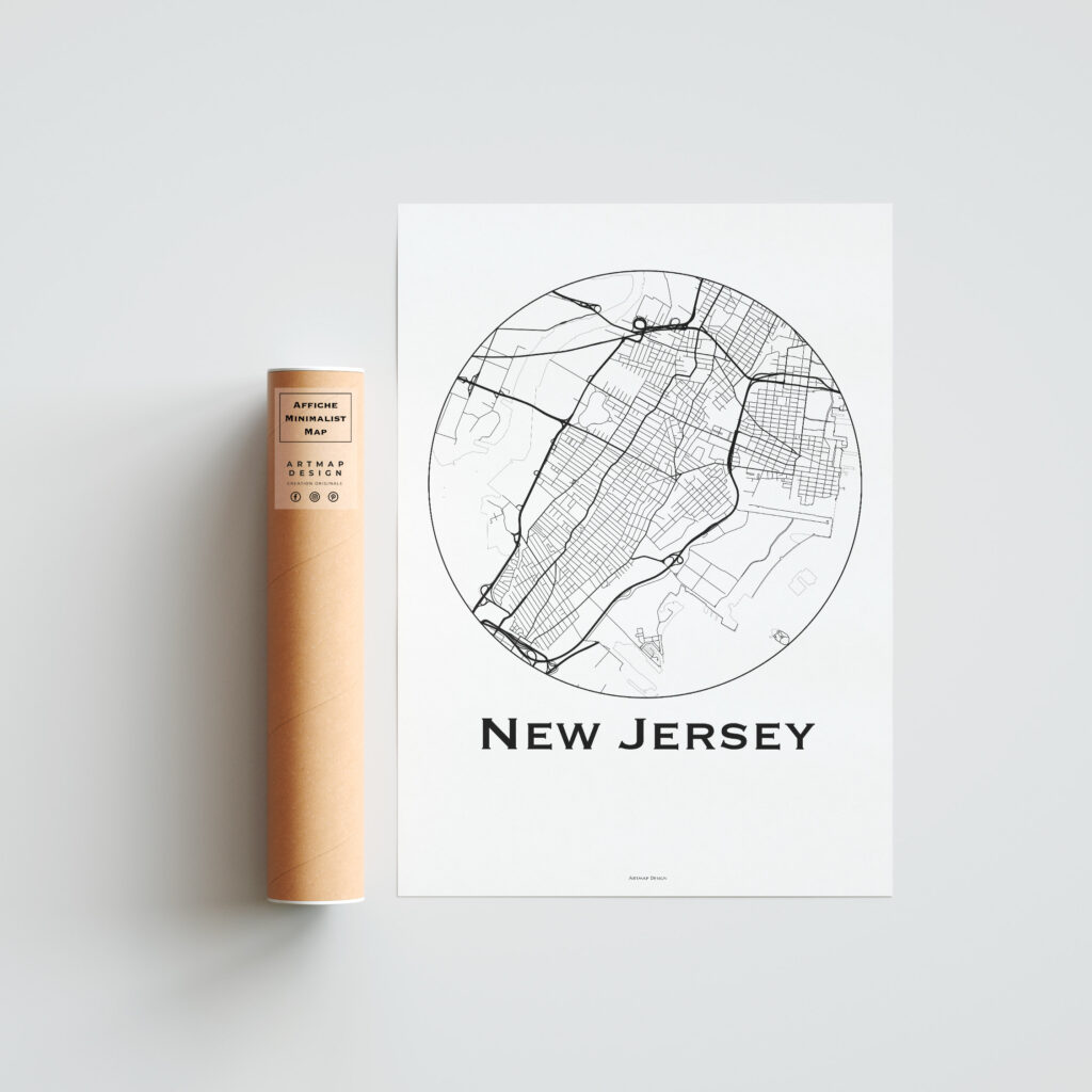 Affiche Poster New Jersey USA Minimalist Map - ARTMAP DESIGN